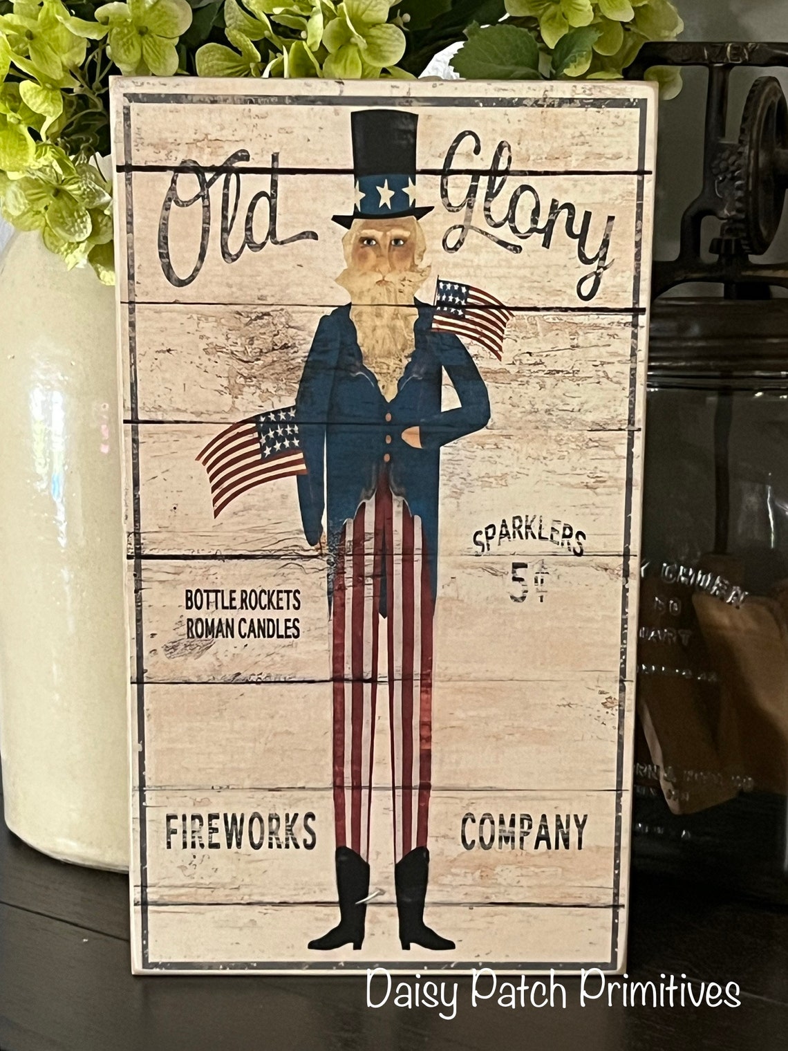 Old Glory Uncle Sam Wood Sign ~ Primitive Americana Decor ~ Fourth of ...