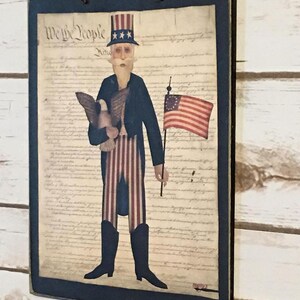 Uncle Sam Sign,americana Decor,primitive Patriotic Sign,uncle Sam Folk ...