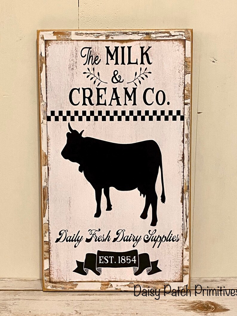 Primitive Rustic Farmhouse Milk & Cream SignFarmhouse | Etsy