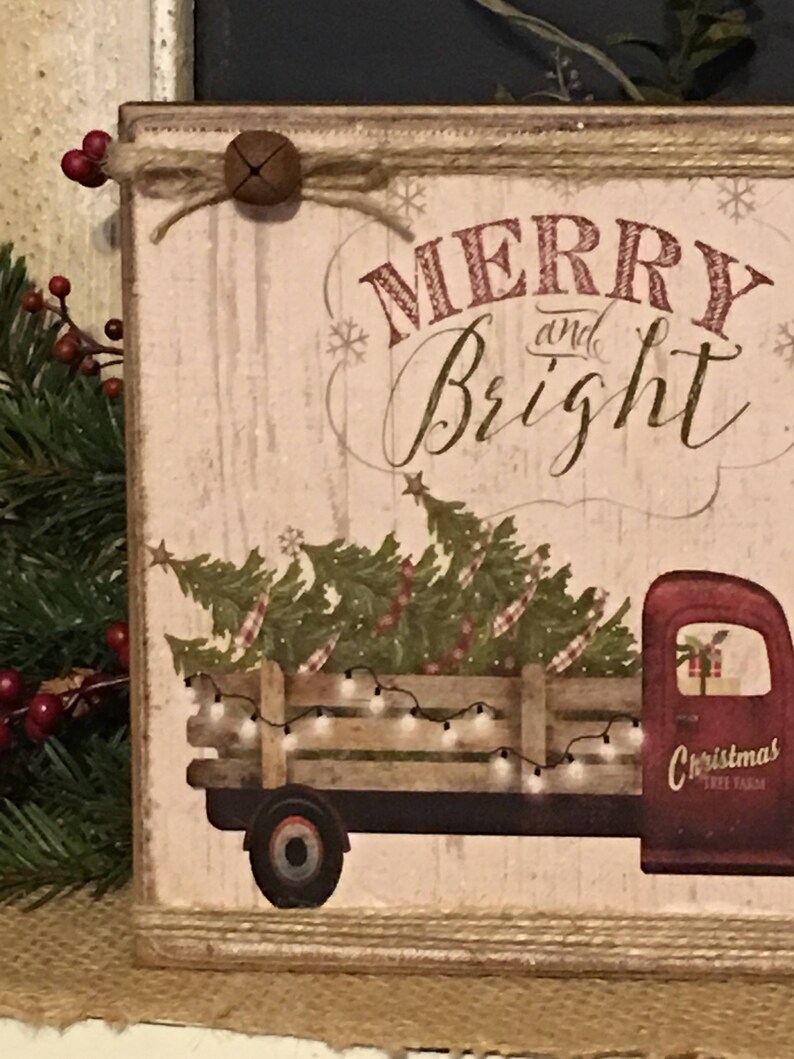 Primitive Christmas Sign - Primitive Merry & Bright Christmas Sign ...