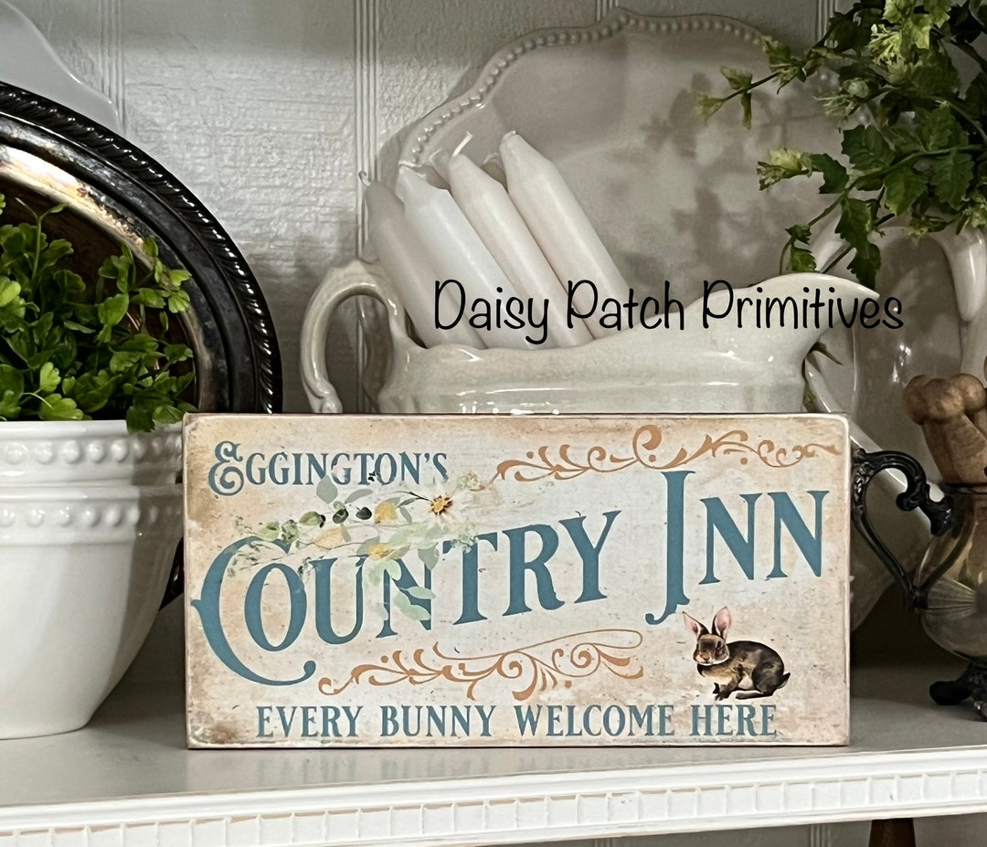 Eggingtons Country Inn Sign Spring Decor Farmhouse Bunny Signs ...
