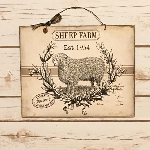 Vintage SHEEP Wood Sign Primitive Farmhouse Decor Illustration - Etsy