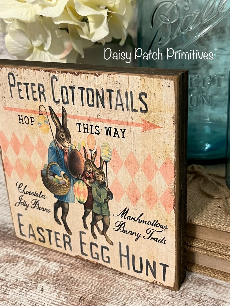 Primitive Peter Cottontails Easter Egg Hunt ~ Primitive Spring Decor ...