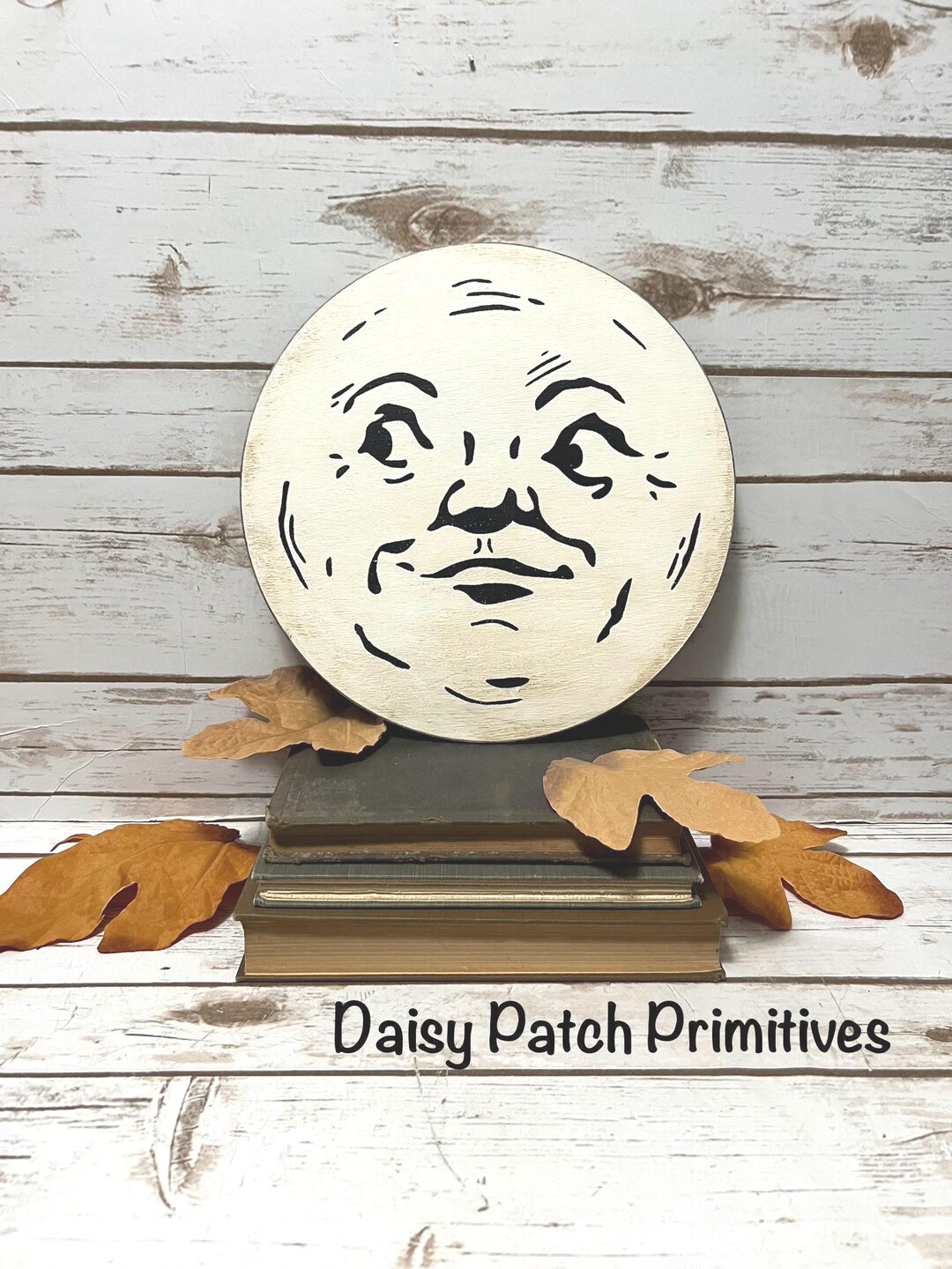 Primitive Moon Face Sign: Hand-painted Rustic Folk Art Decor - Etsy