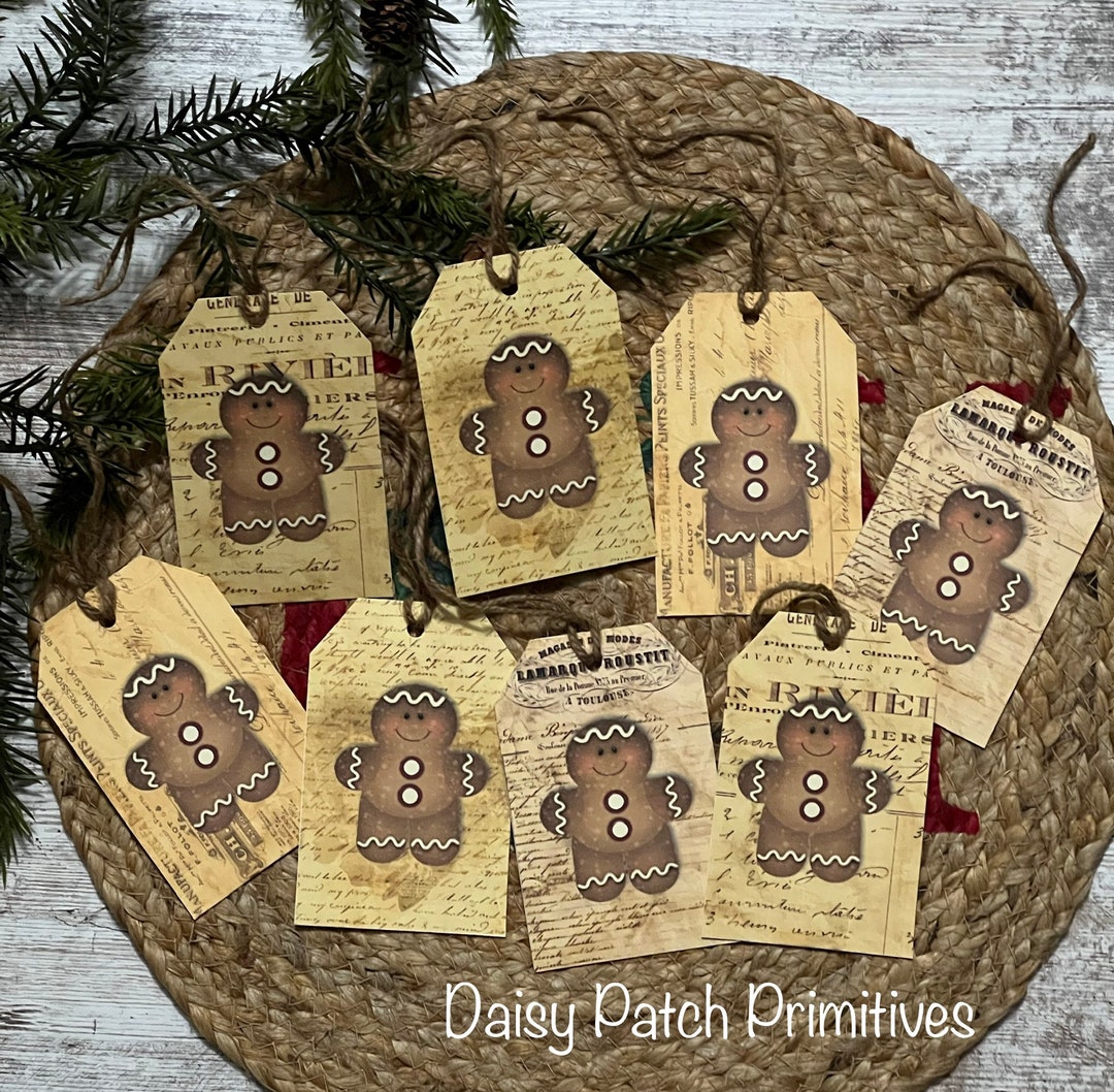 Christmas Gift Tags ~ Primitive Gift Tags ~ Gingerbread Men Gift Tags ...