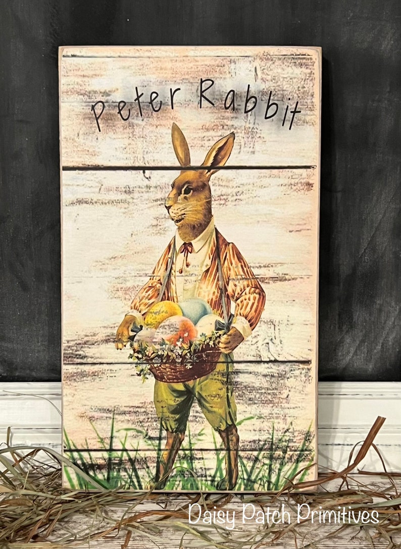 Peter Rabbit Sign Primitive Rabbit Sign Primitive Spring | Etsy