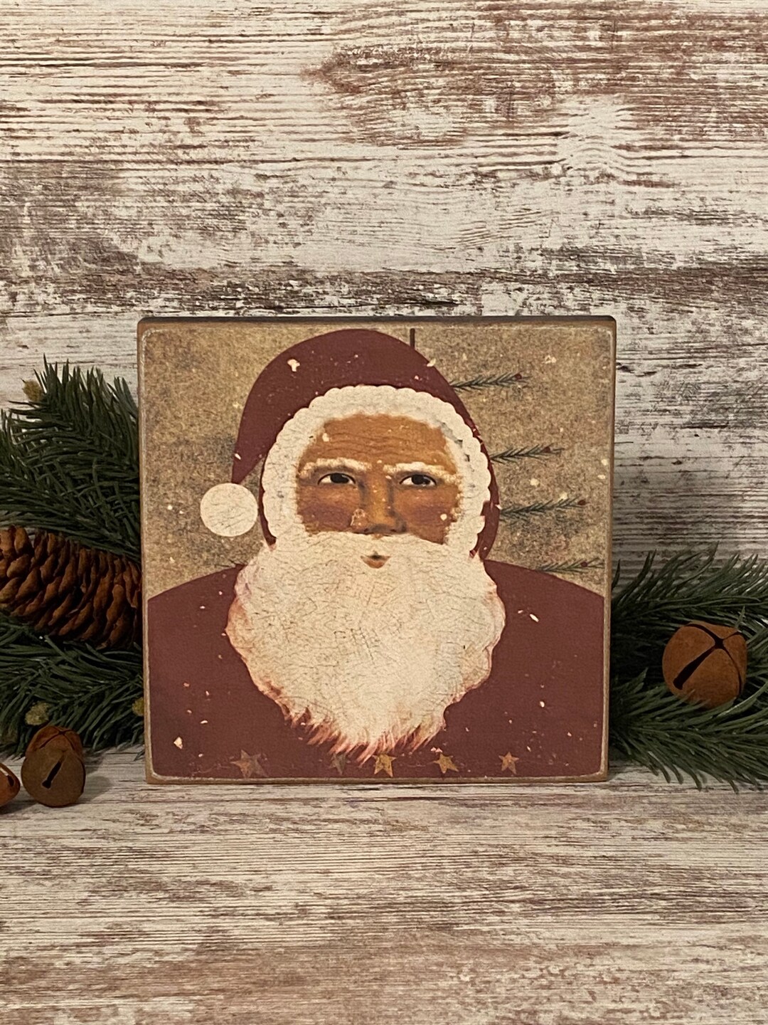 Primitive Folk Art Santa ~ Primitive Santa Sign ~ Primitive Christmas ...
