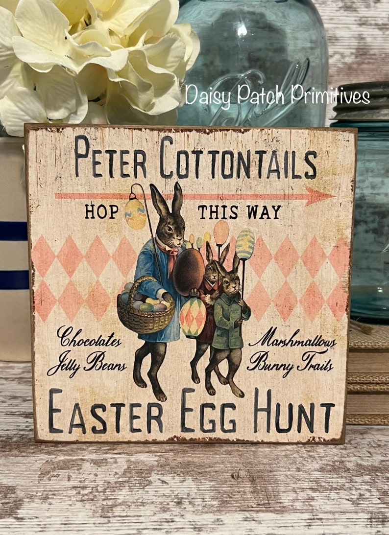 Primitive Peter Cottontails Easter Egg Hunt ~ Primitive Spring Decor ...