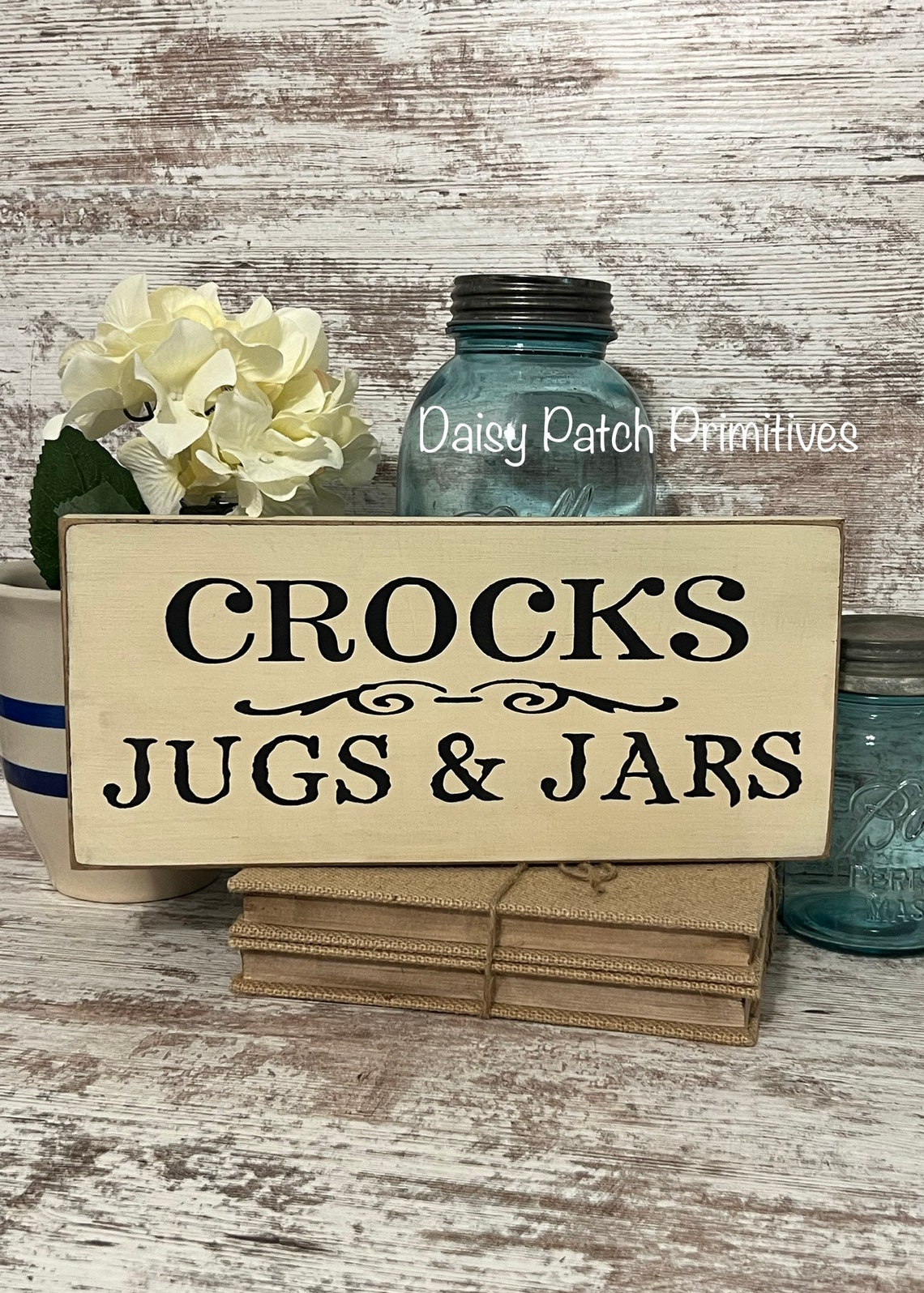 Crocks Jugs & Jars Sign: Primitive Kitchen Decor - Etsy