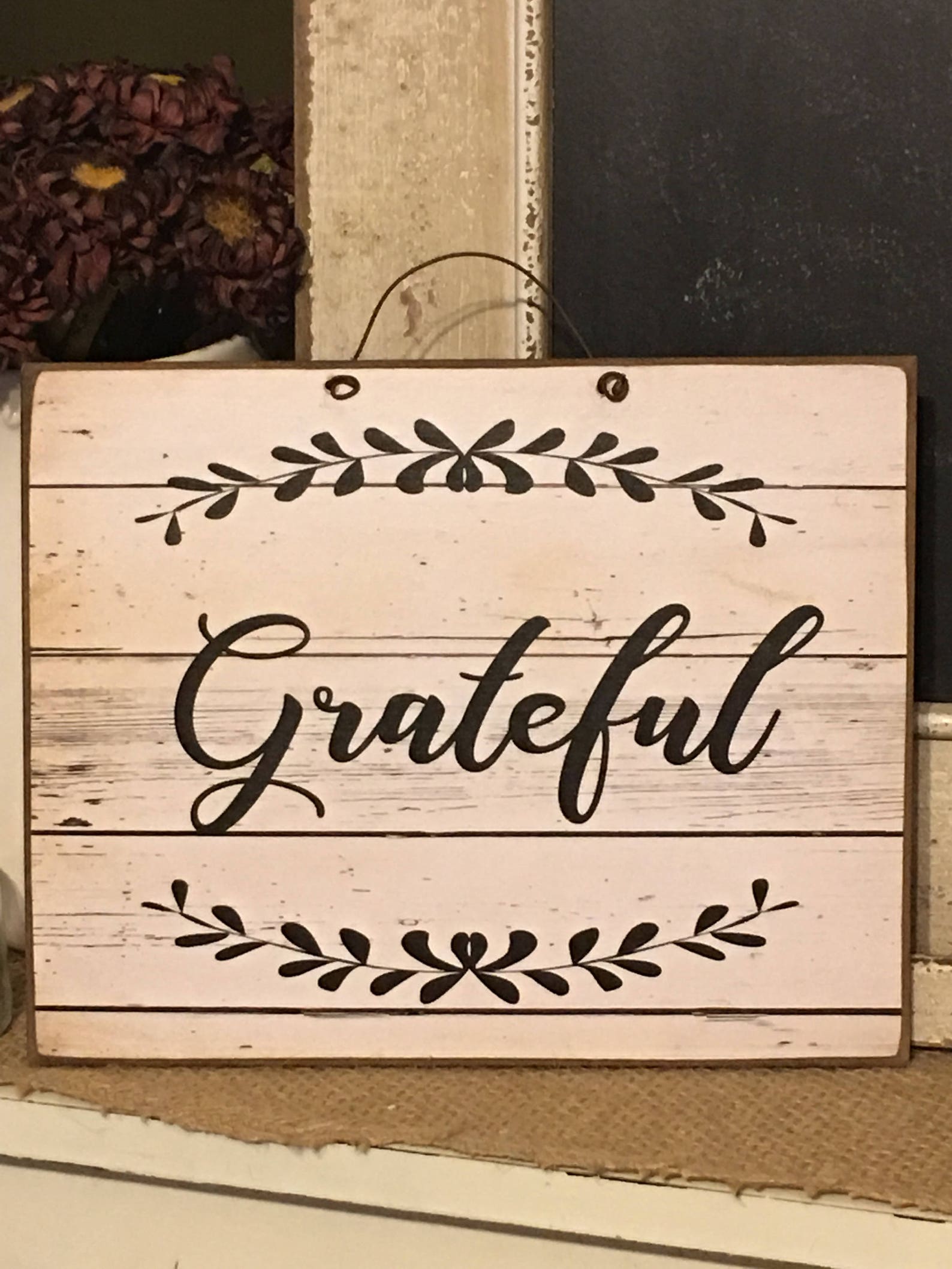 Grateful Sign,inspirational Quote,farmhouse Decor,rustic Grateful Sign ...