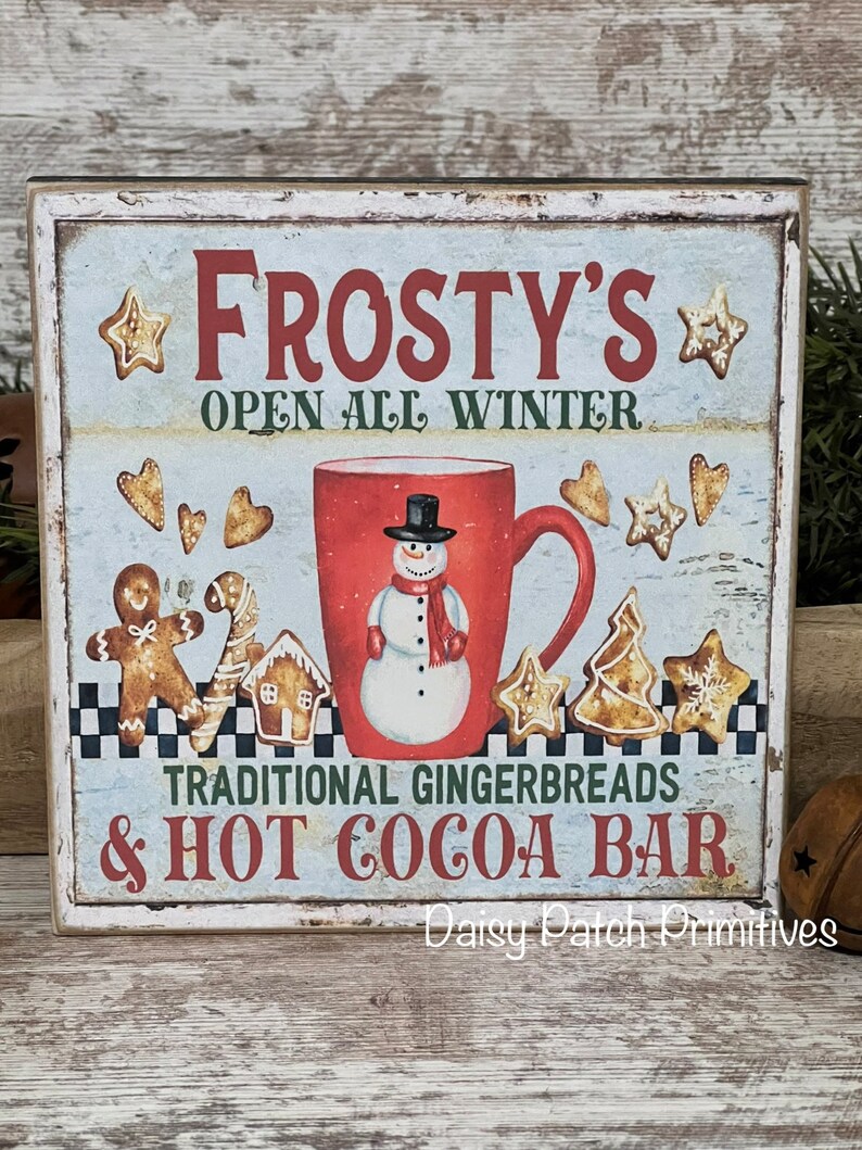 Frosty's Hot Cocoa Bar Sign ~ Hot Cocoa Bar Sign ~ Tiered Tray Sign ...