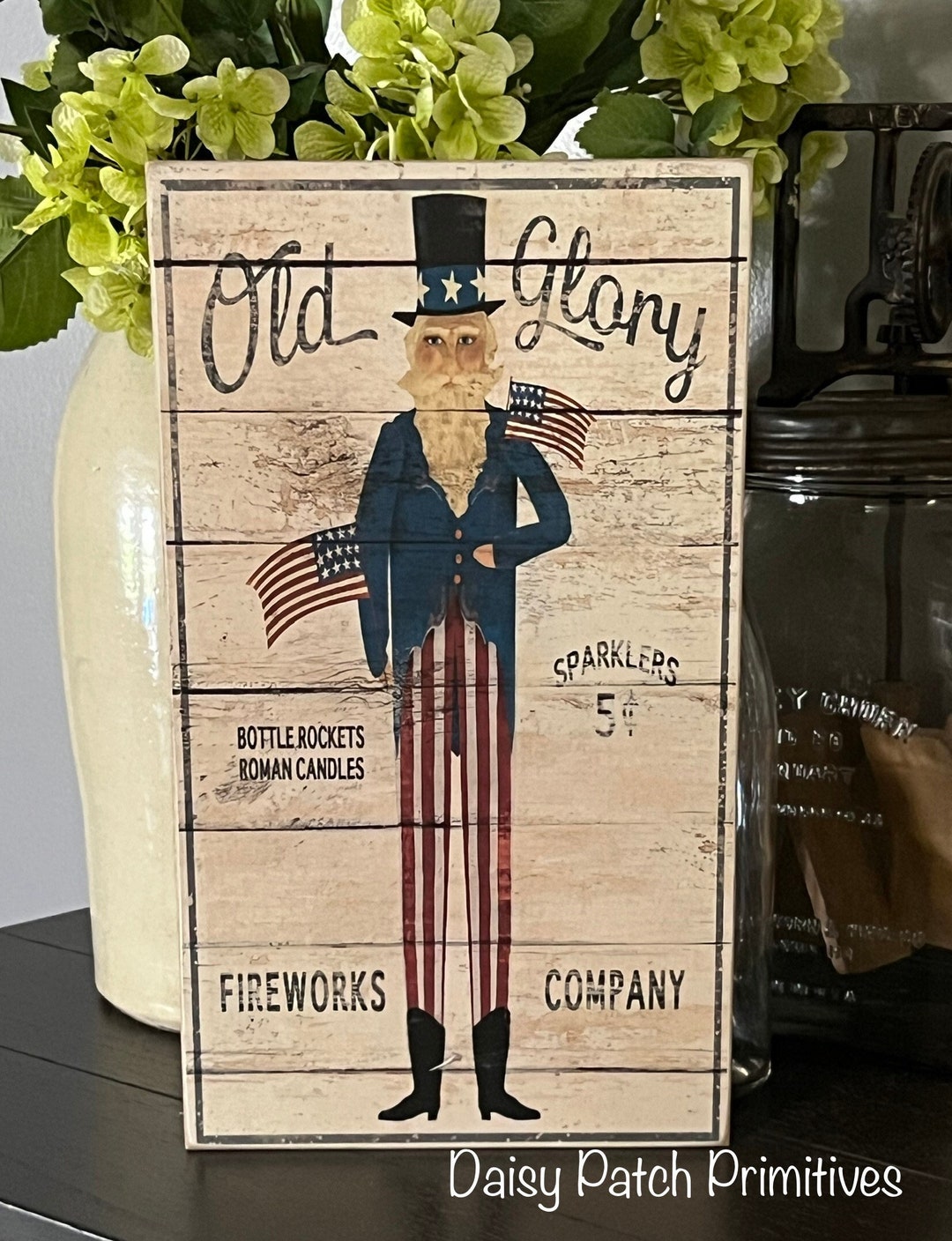 Old Glory Uncle Sam Wood Sign ~ Primitive Americana Decor ~ Fourth of ...
