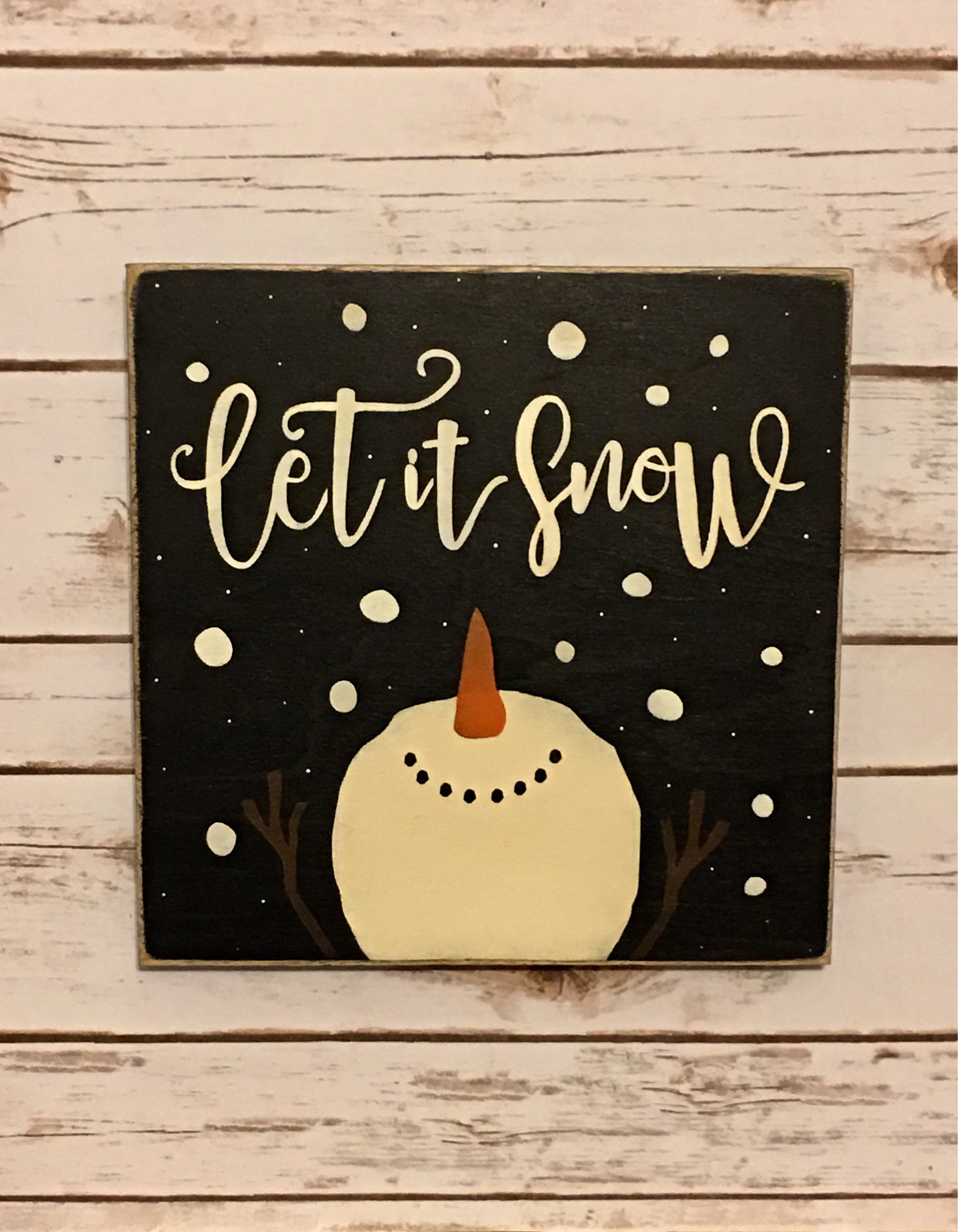 Snowman Sign,let It Snow,primitive Snowman Sign,rustic Snowman Sign ...