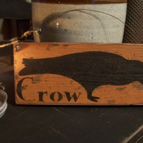 Primitive Crow Sign Ornie Handmade Wood Sign - Etsy