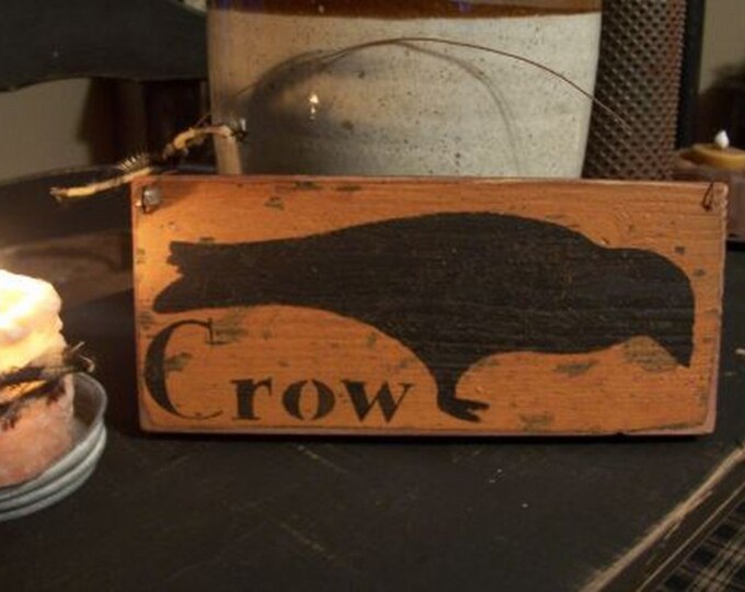 Primitive Grungy Crow Sign, Handmade Wood Sign, Primitive Crow Sign ...