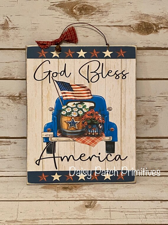 God Bless America Americana Sign Patriotic Sign Fourth - Etsy