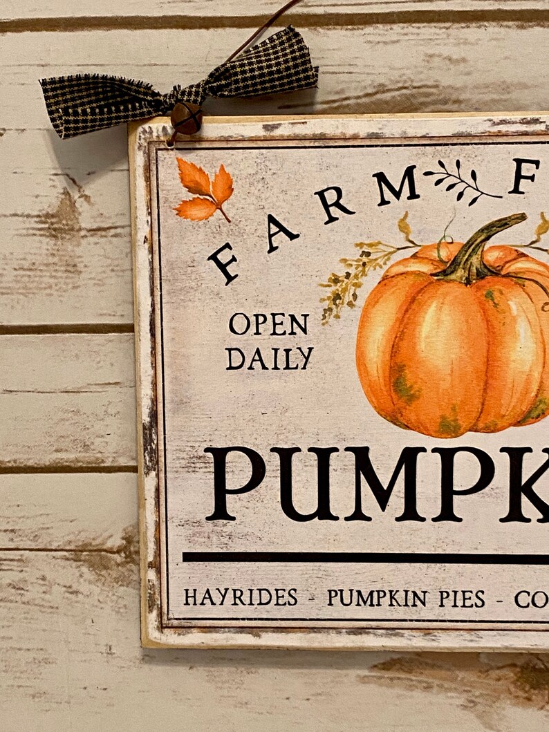 Primitive Farm Fresh Pumpkins Sign Farmhouse Pumpkin Sign | Etsy