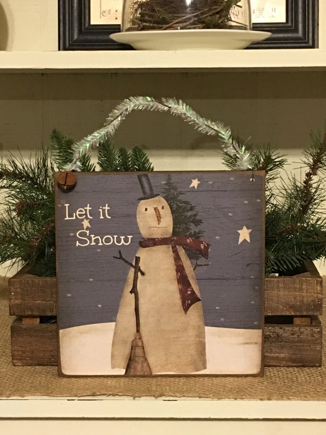 Snowman Decor,let It Snow,sign,snowman Sign,primitive Christmas Decor ...