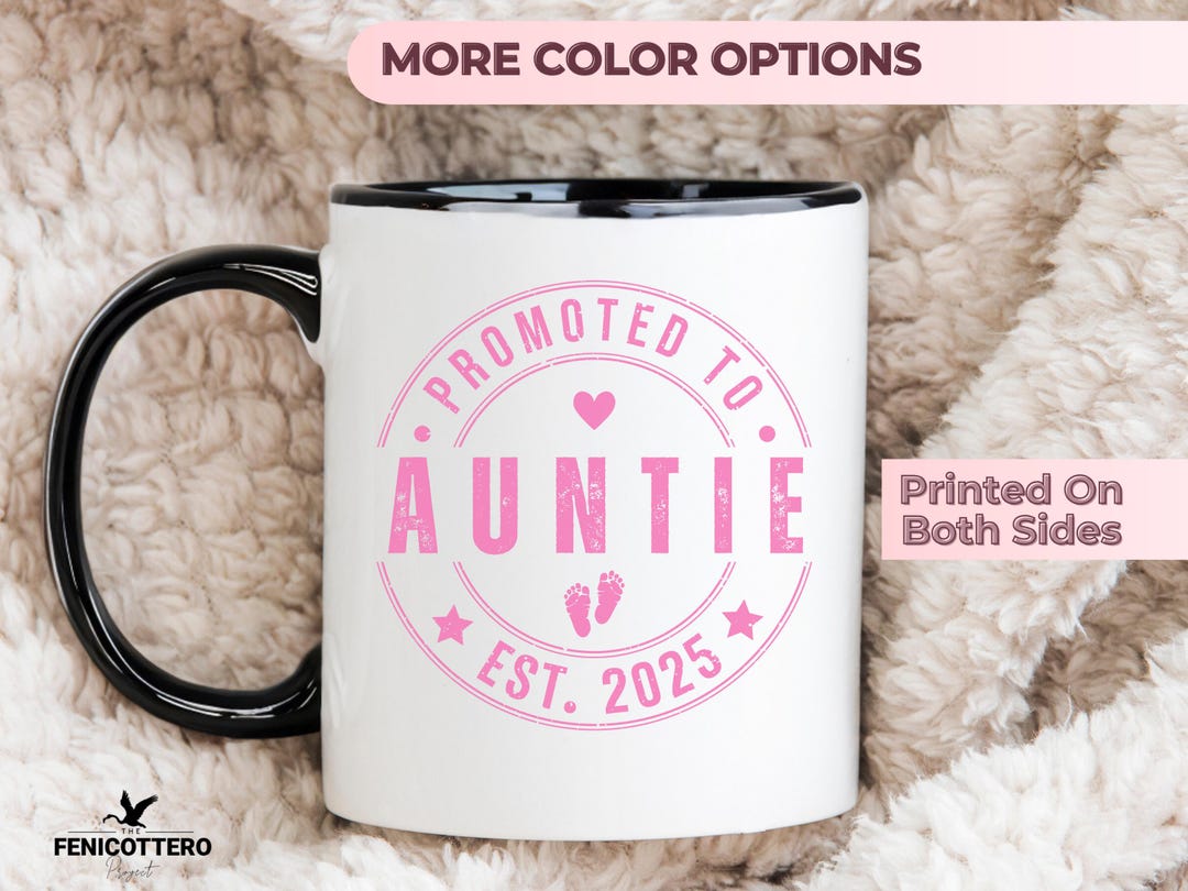 Promoted to Aunt Mug Est 2025, Personalized Coffee Cup Gift for Future ...