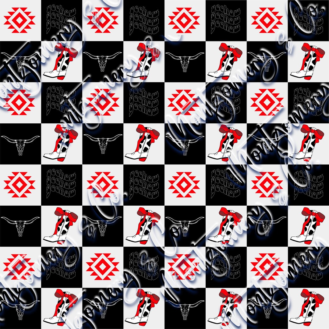 Black and White Checkered Western Seamless File | Digital Download Only ...