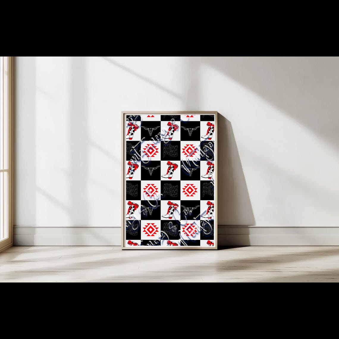 Black and White Checkered Western Seamless File | Digital Download Only ...