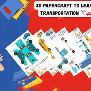 Printable Paper Vehicles 3D Papercraft Set Educational Transportation ...