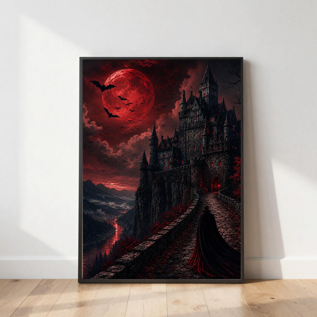 Dracula Castle Print, Gothic Castle Wall Art, Vampire Decor, Dark ...