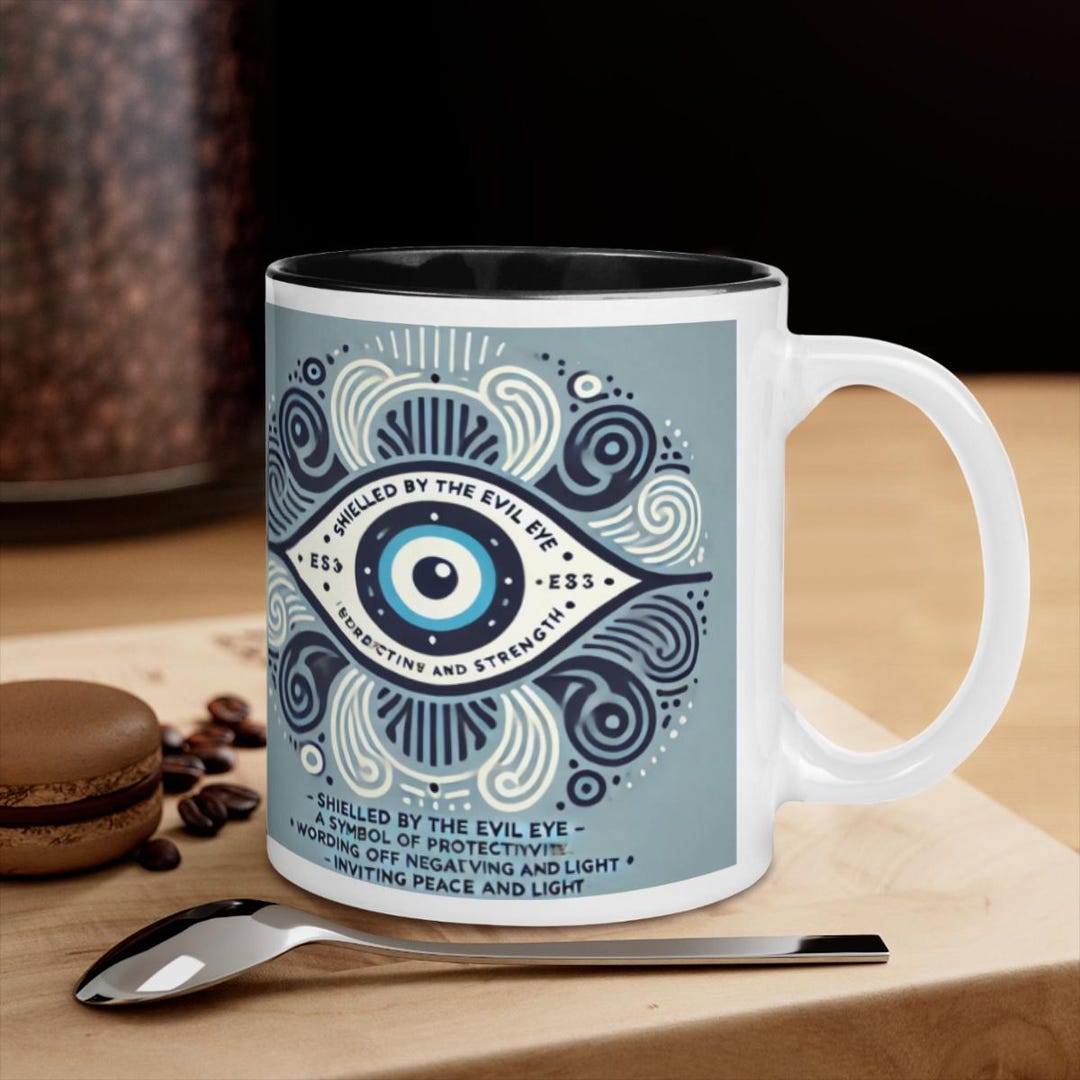 Evil Eye Protection Mug,blue White Mug,evil Eye Coffee Cup,evil Eye Mug ...