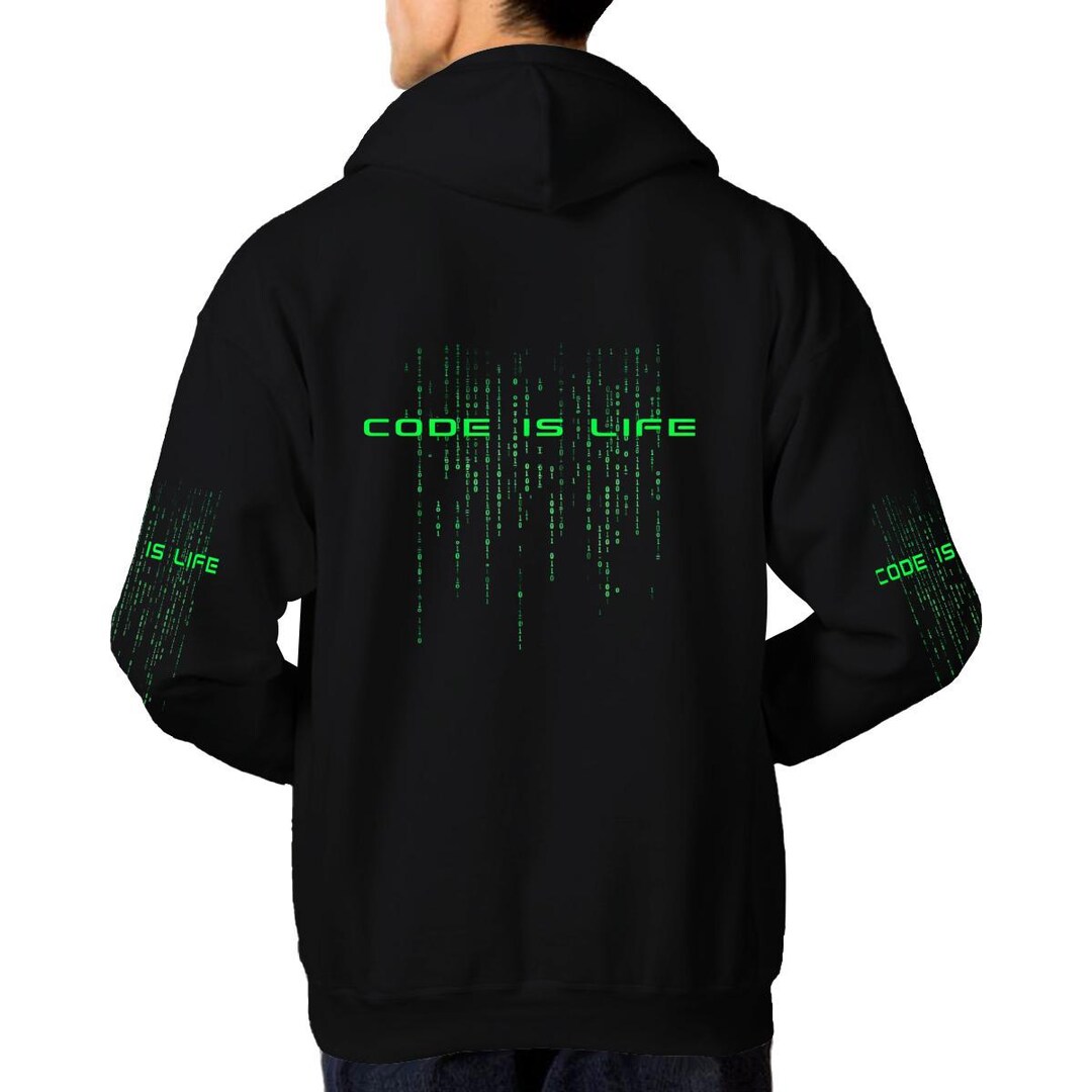 Y2K Hoodie, Y2K "code is Life" Hoodie – Techwear Aesthetic, Soft ...