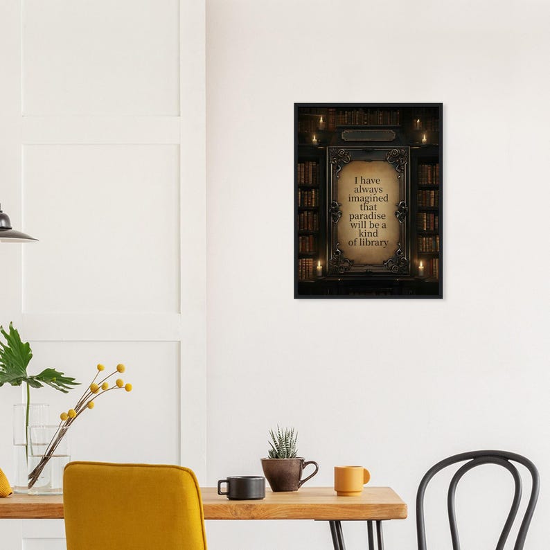 Library Wall Art With Quote | Dark Academia Decor | Book Lover Gift ...
