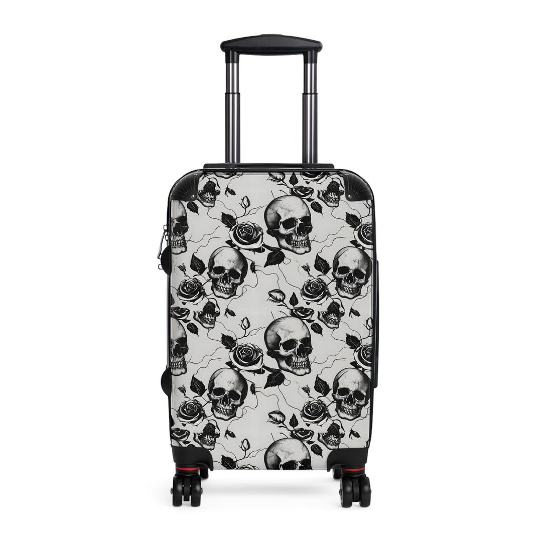 Gothic Skull Suitcase - Travel Luggage, Unique Floral Bag, Halloween ...