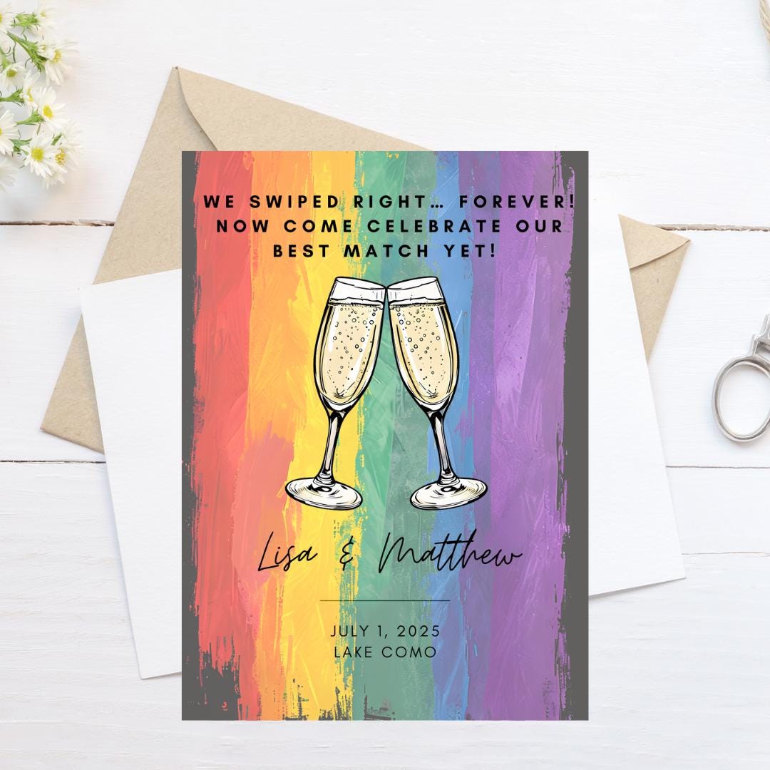 LGBTQ Engagement Party Invitation Template, Gay Couples Shower Invite ...