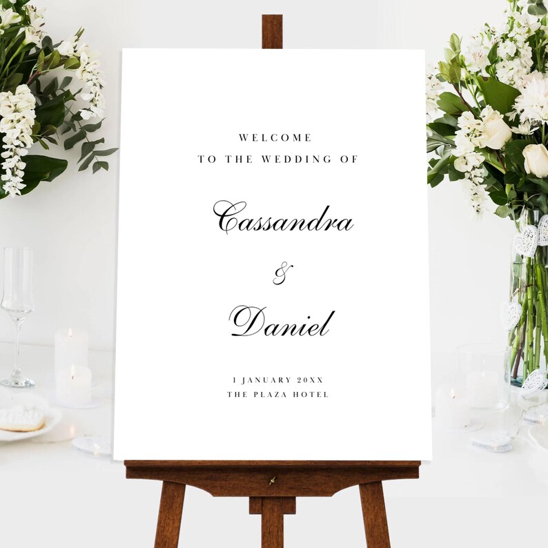 Classic & Traditional Wedding Welcome Sign – Fully Editable Template - Etsy
