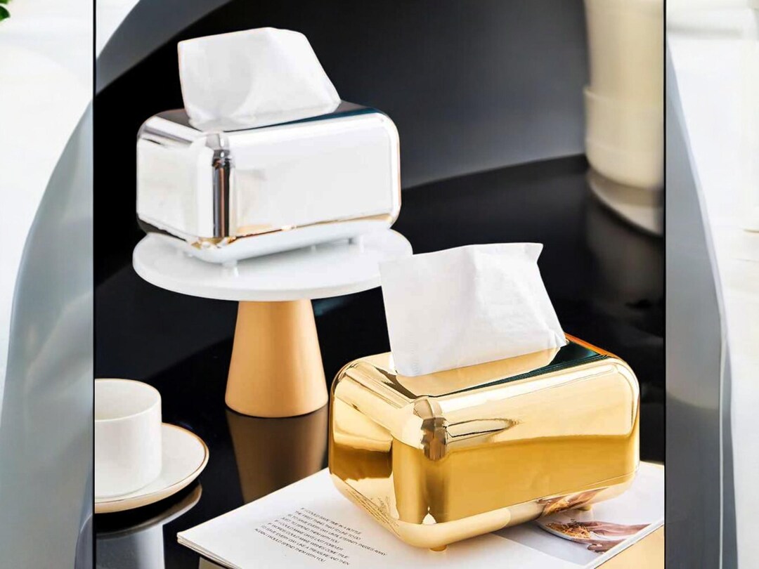 Luxury Golden Tissue Box Elegant Storage for Home & Office Decorative ...