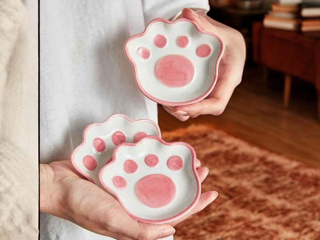Japanese Cat Paw Ceramic Dish Cute Cartoon Sauce and Dessert Plate Soy ...
