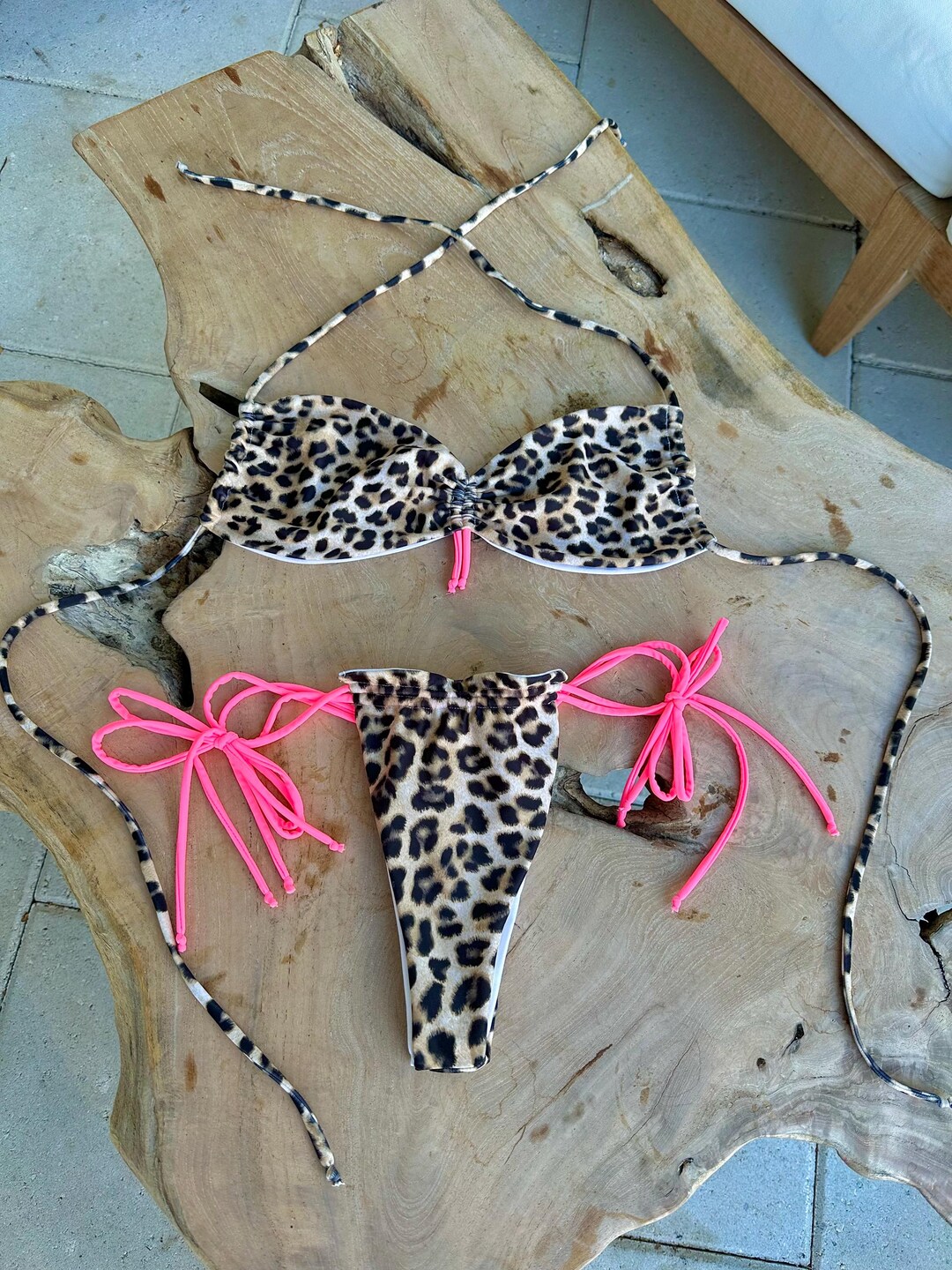 Handmade Bikini cheetah Diva Set Reversible - Etsy