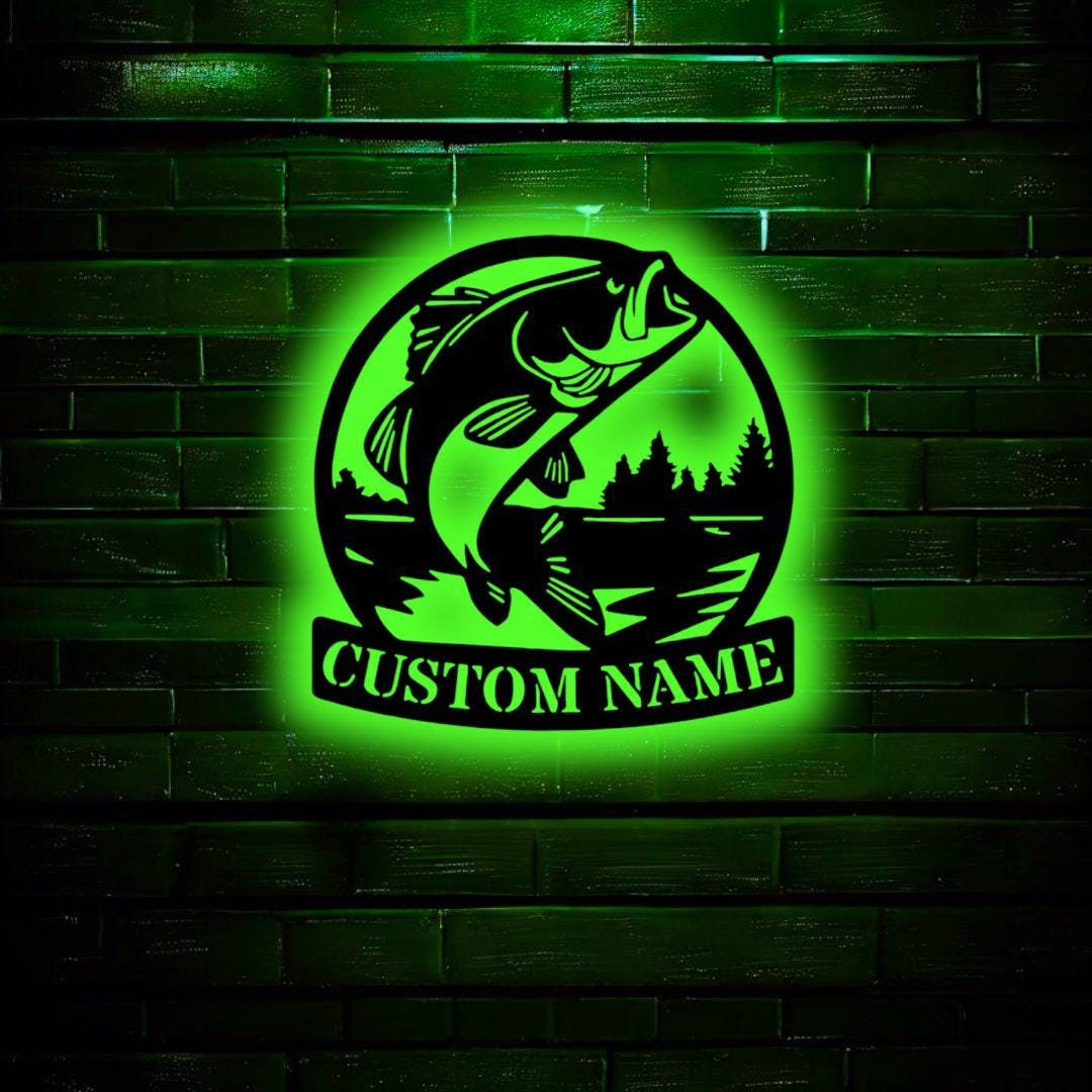 Personalized Fish Wood Name Sign, Custom Fishing Sign, Outdoor Cabin ...