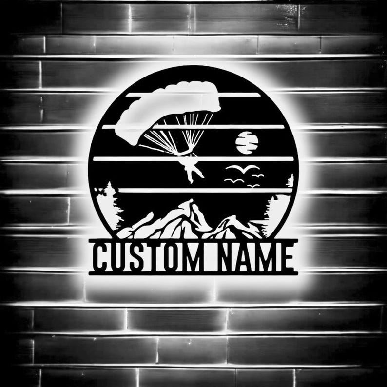 Custom Parachute Wall Art With Led Light , Personalized Parachute Name ...