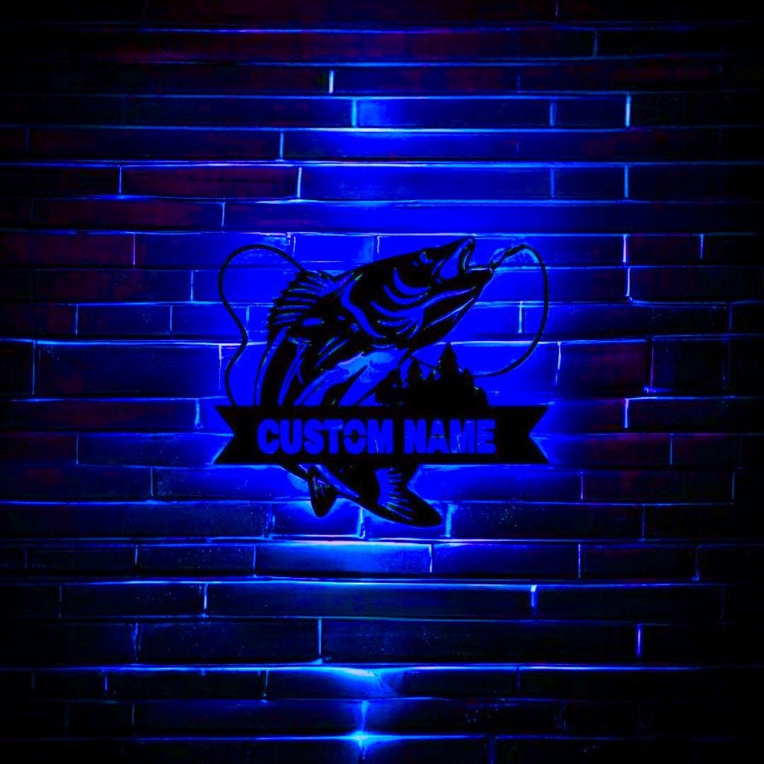 Personalized Fish Wood Name Sign, Custom Fishing Sign, Outdoor Cabin ...