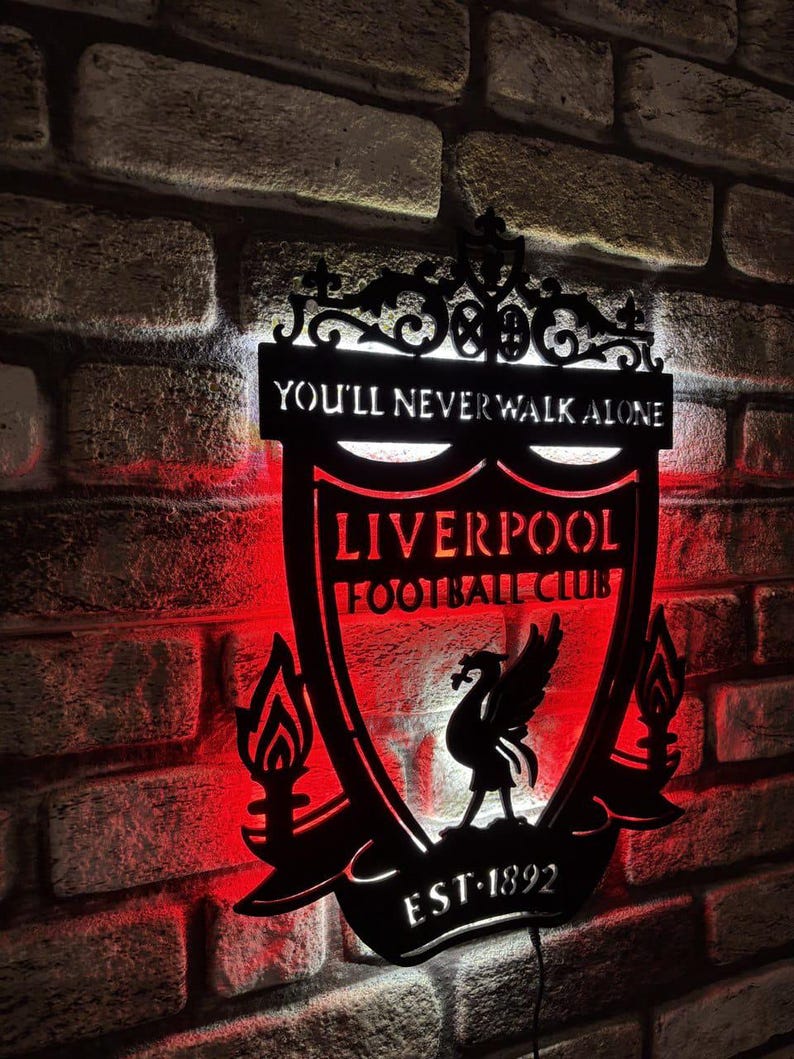 Liverpool Led Light Wood Wall Sign , Liverpool CF Logo Sign , Liverpool ...