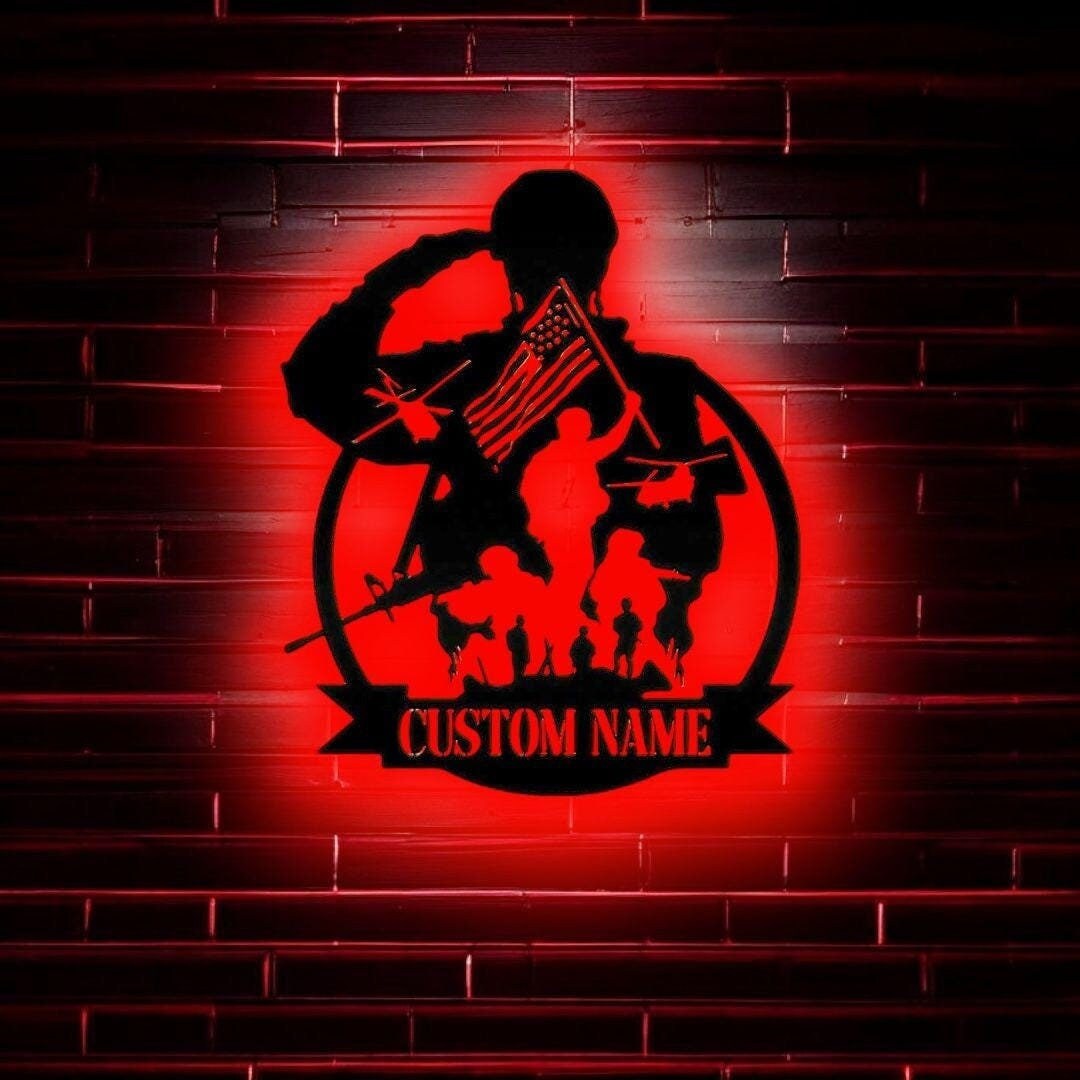 Custom US Soldier Wall Art With LED Lights, Custom American Soldiers ...