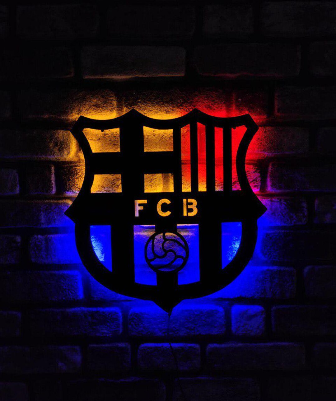 Barcelona Led Light Wood Wall Sign, Barcelona CFB Logo Sign, Barcelona ...