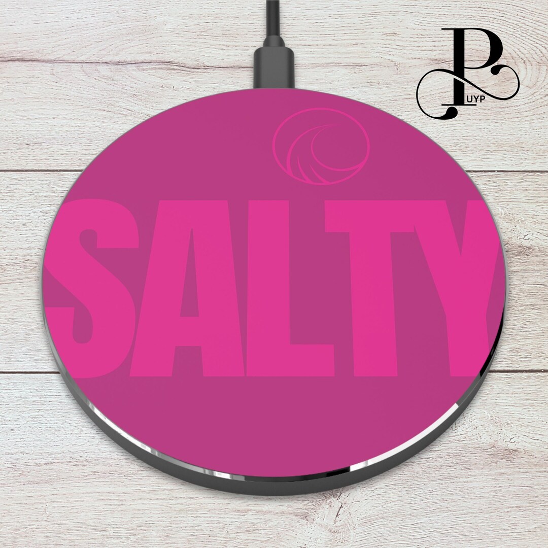 Pink "salty" Wireless Charger, Wave Design, Ocean Lover Gift, Beach ...