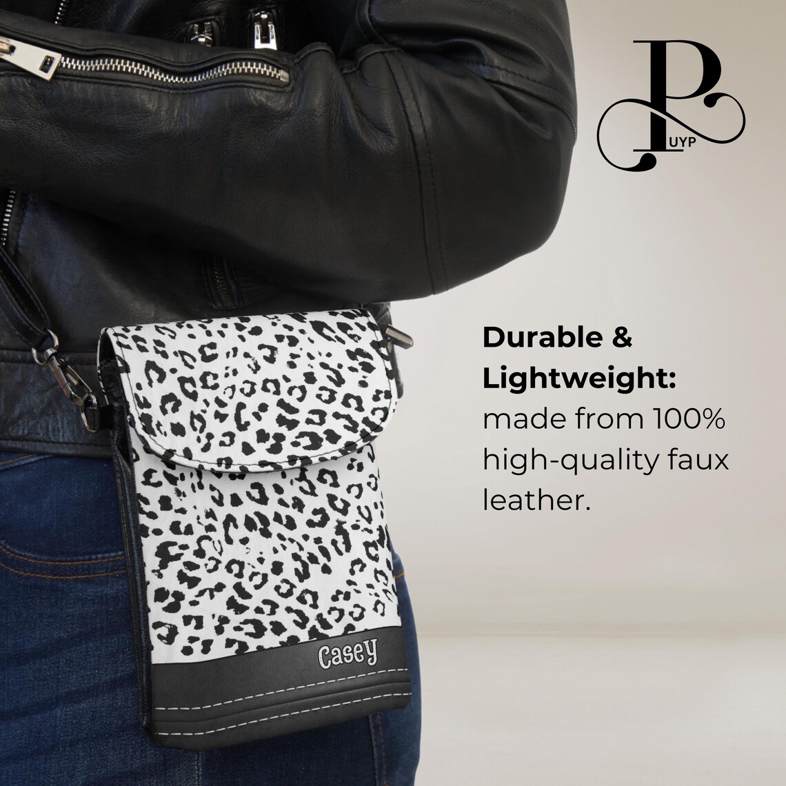 Custom Cheetah Cell Phone Wallet, Black White Print, Unique Gift ...