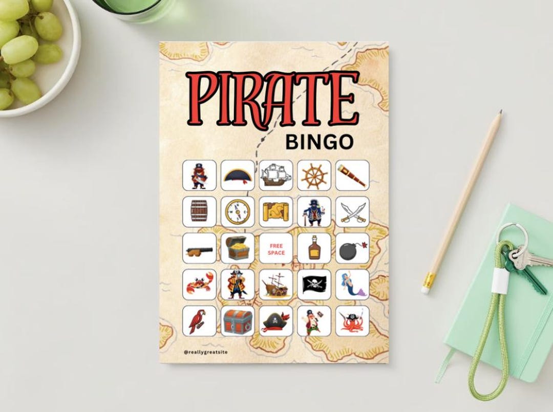 Pirate Bingo Cards, Printable Bingo Game, Fun Pirate Party Activity ...