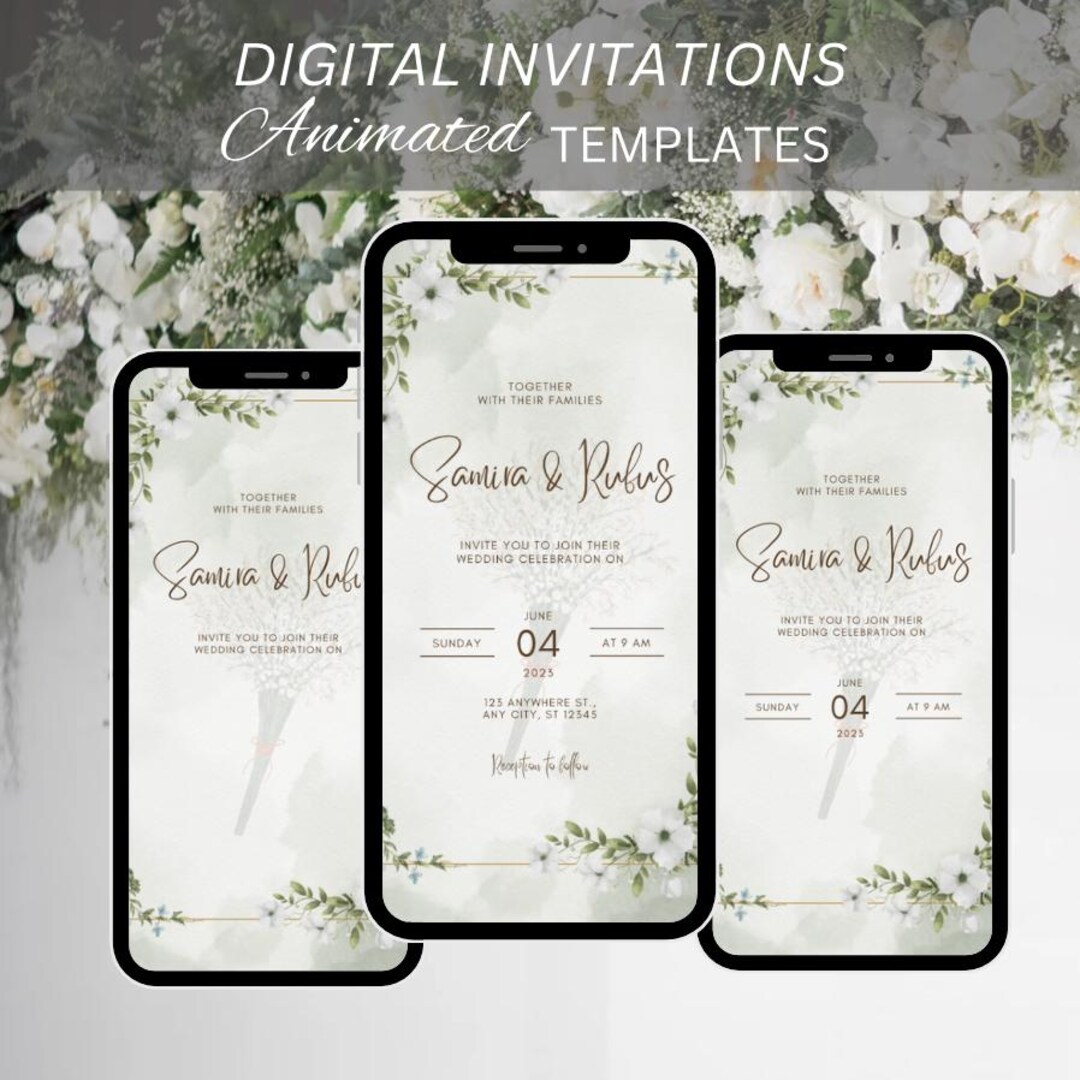 White Floral Wedding Invite, Custom Wedding Invitation, Elegant Invite ...