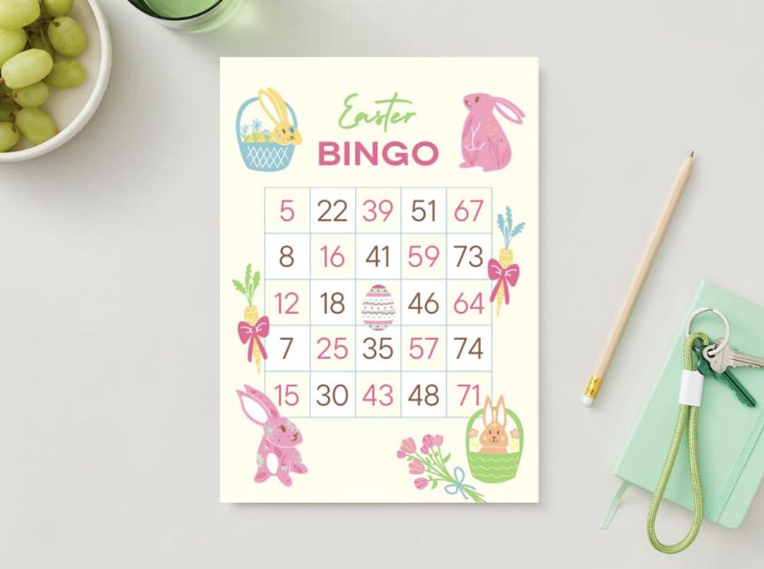 Easter Bingo Game, Printable Bingo Cards, Spring Party Game, Family ...