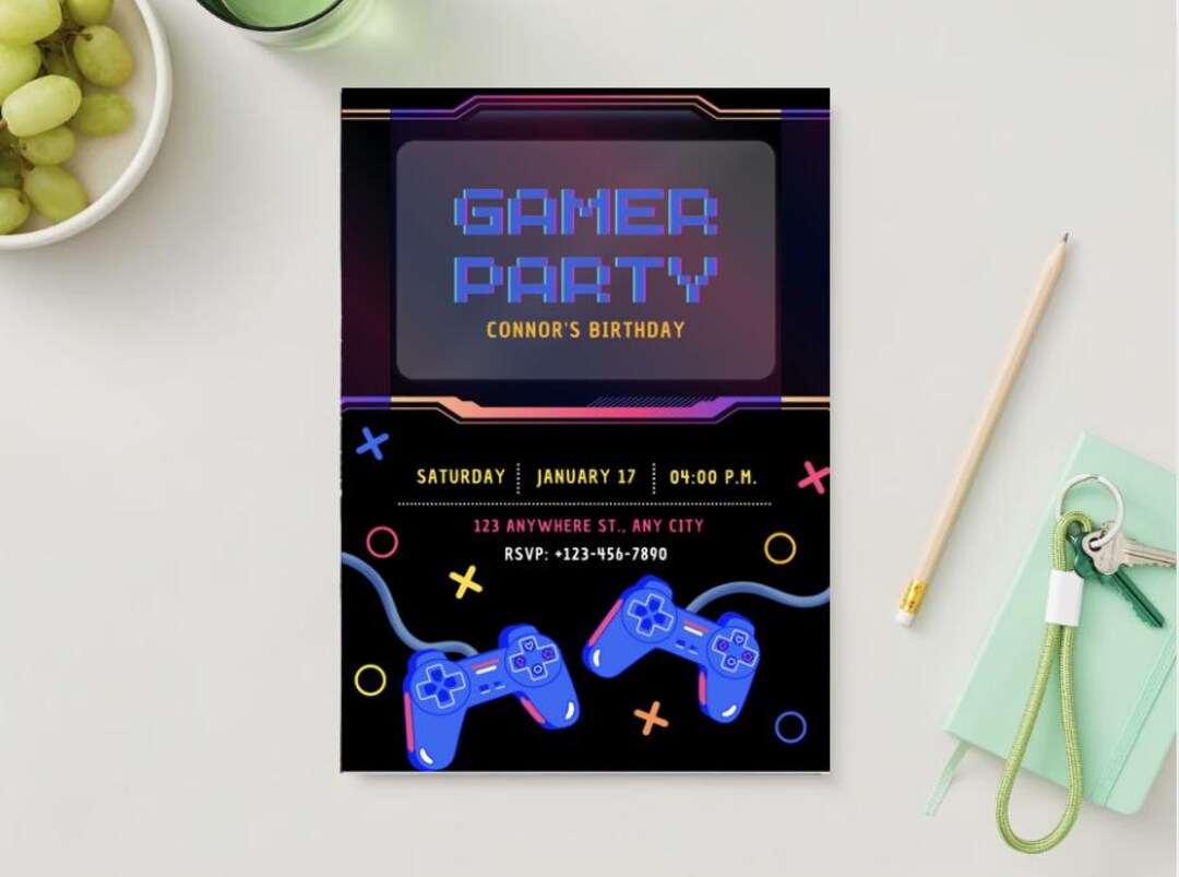 Level up Party Invite, Gamer Birthday Invitation, Video Game Party ...
