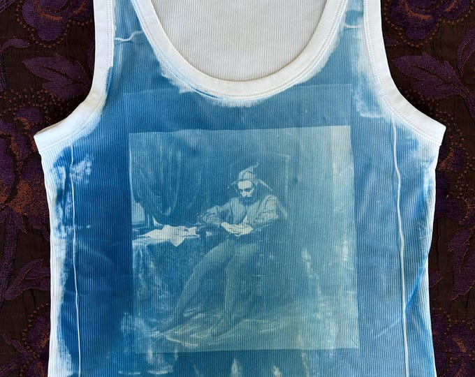 Cyanotype Crop Top, Handprinted Top, "the Mourning Jester" (stańczyk ...