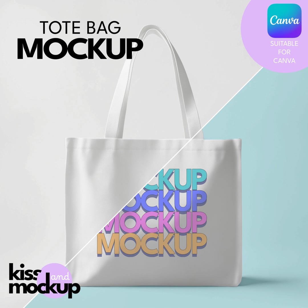 Customizable Tote Bag Mockup for Canva - Editable Template With Color ...
